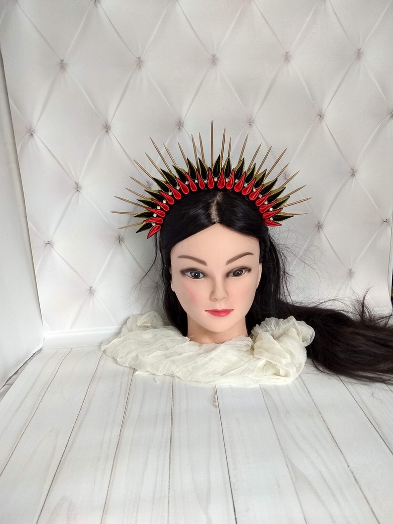 Gothic Crown Sunburst Black Red Goth Headband Vampire - Etsy