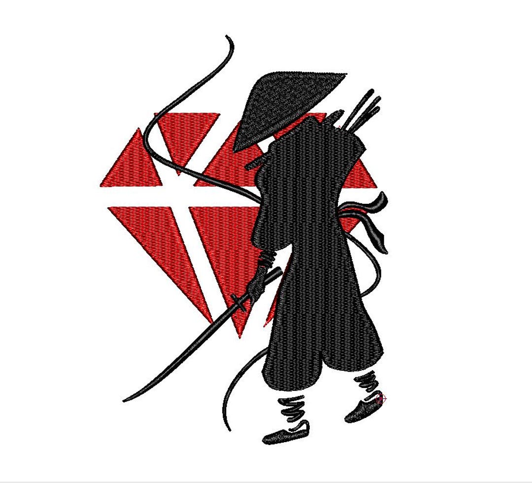 Samurai Embroidery Design: Japanese Warrior Silhouette (digital Pattern ...