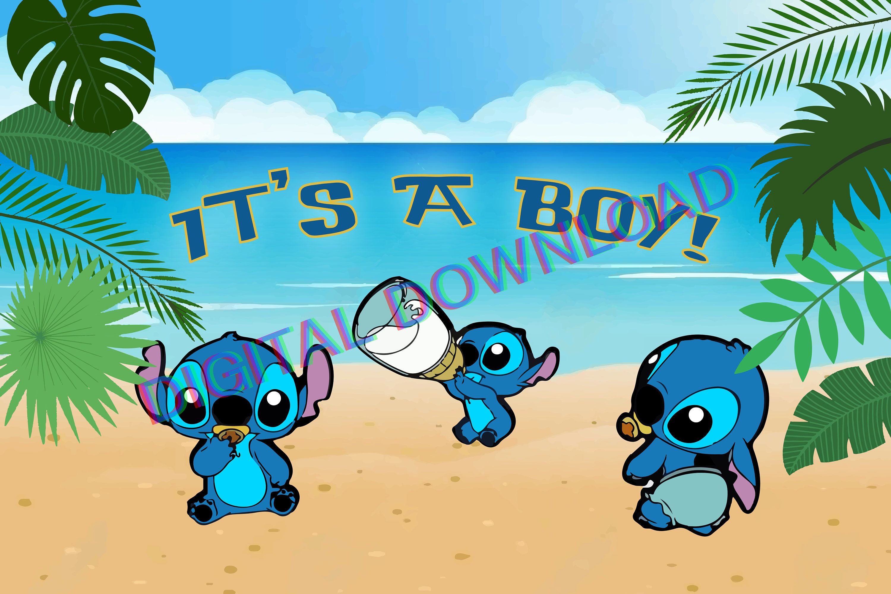 Stitch "it's a Boy" Baby Shower Decoration (DIGITAL DOWNLOAD) - Etsy