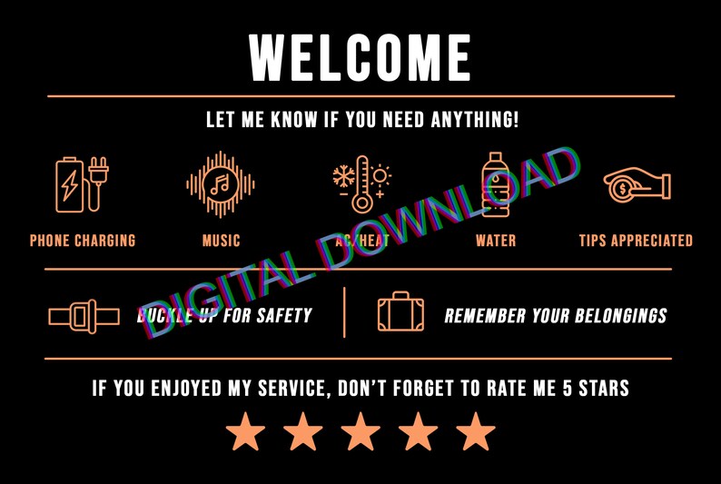 Rideshare Printable Tip Sign for Uber or Lyft - Etsy