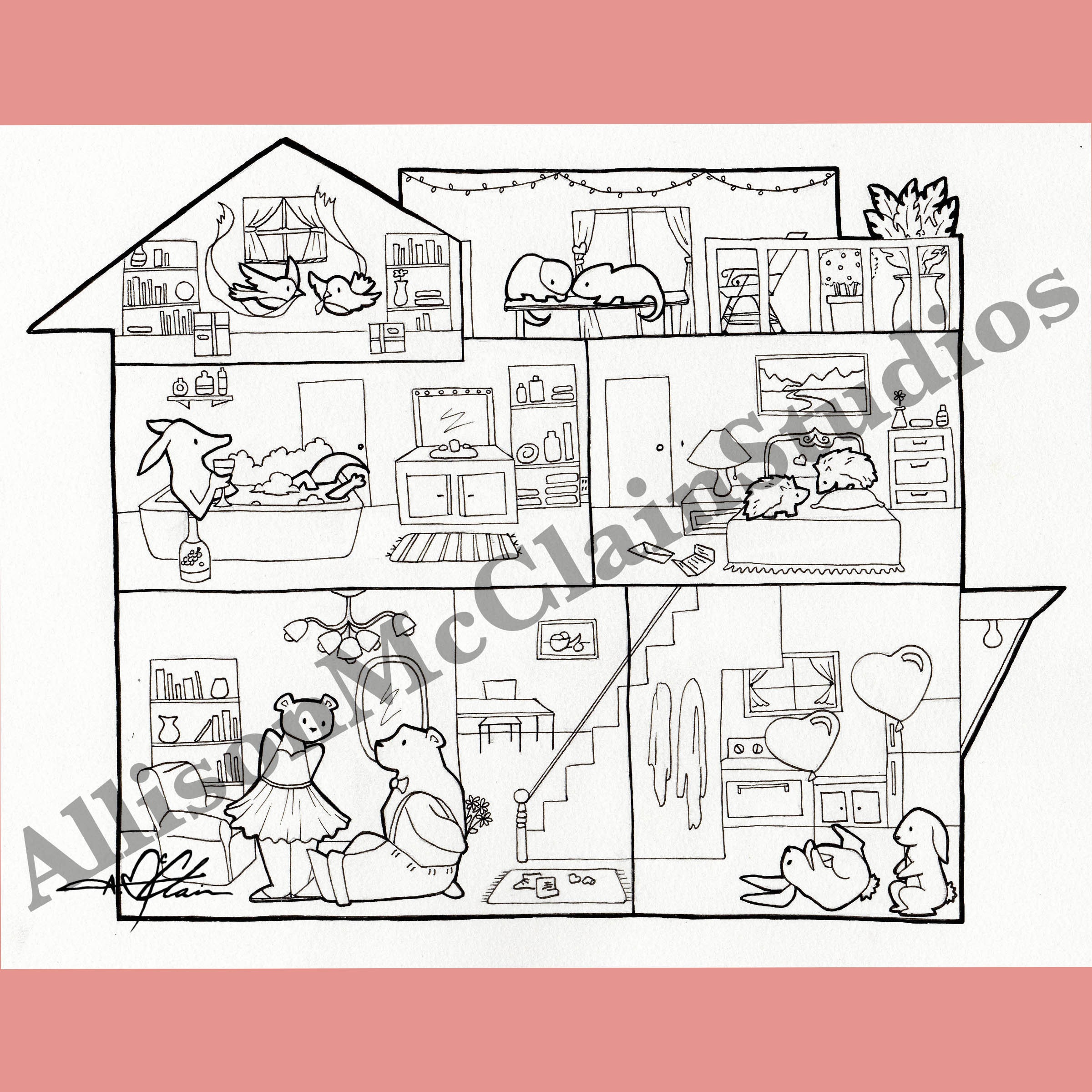 Animal Date Night Printable Coloring Page Download - Etsy