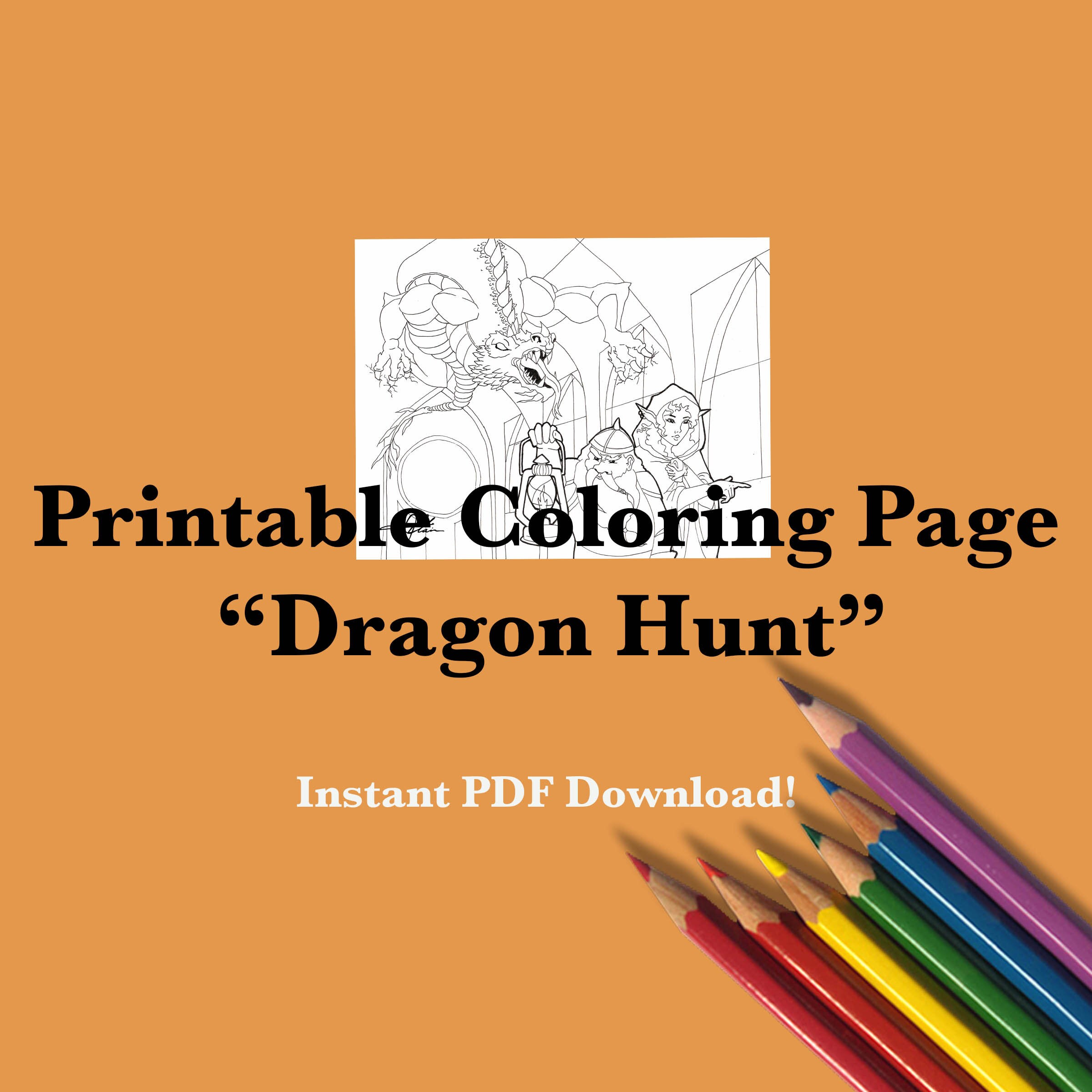 Dragon's Lair Printable Coloring Page Download - Etsy