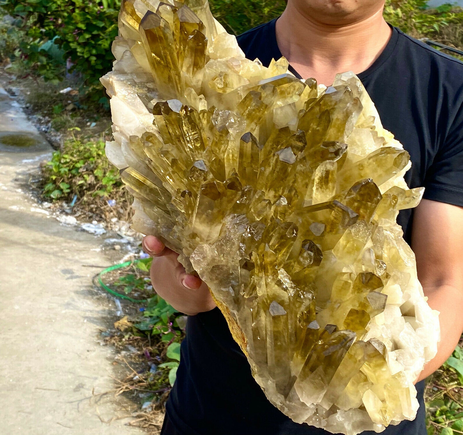 Large citrine crystal cluster natural golden big crystal | Etsy
