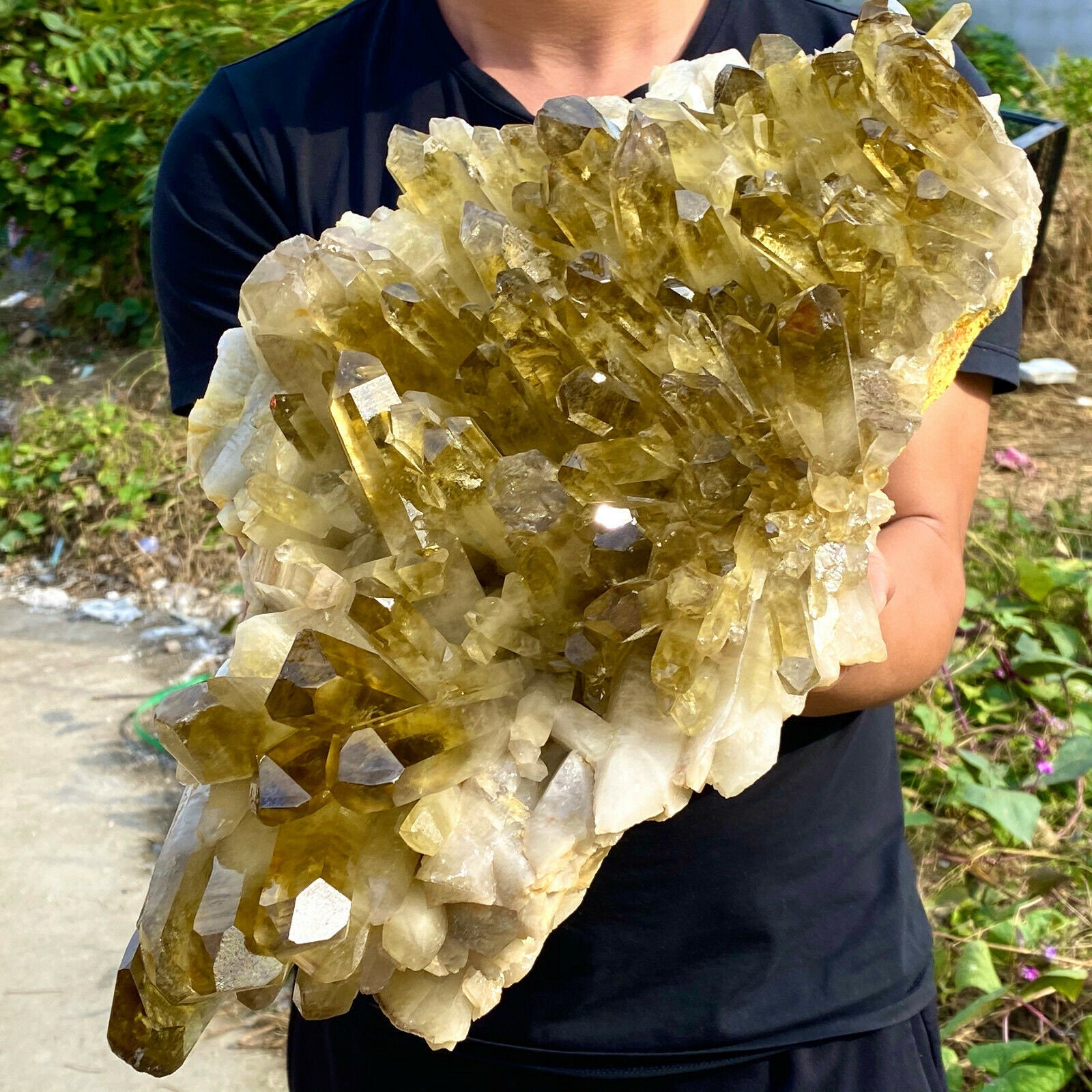 Large citrine crystal cluster natural golden big crystal | Etsy
