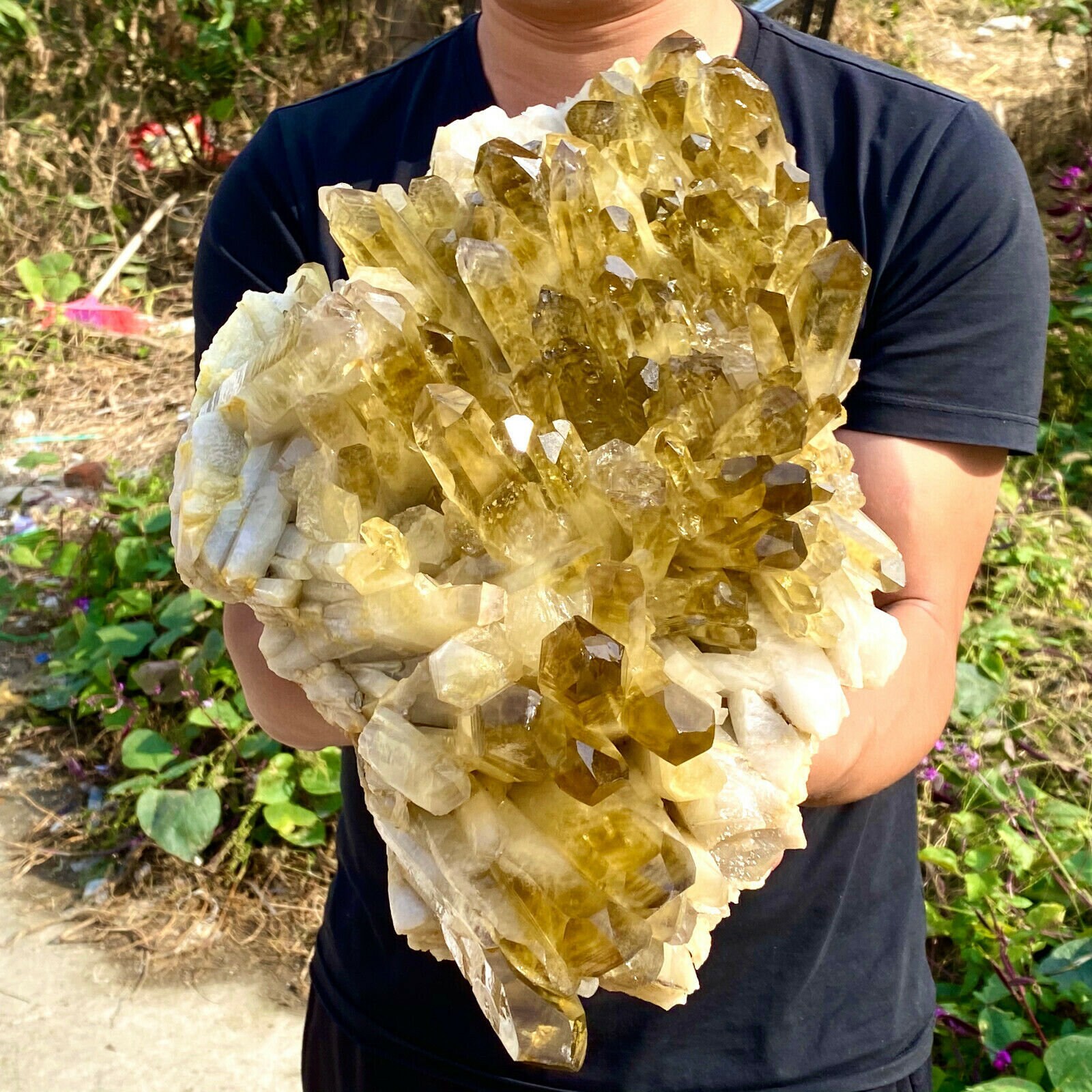 Large citrine crystal cluster natural golden big crystal | Etsy