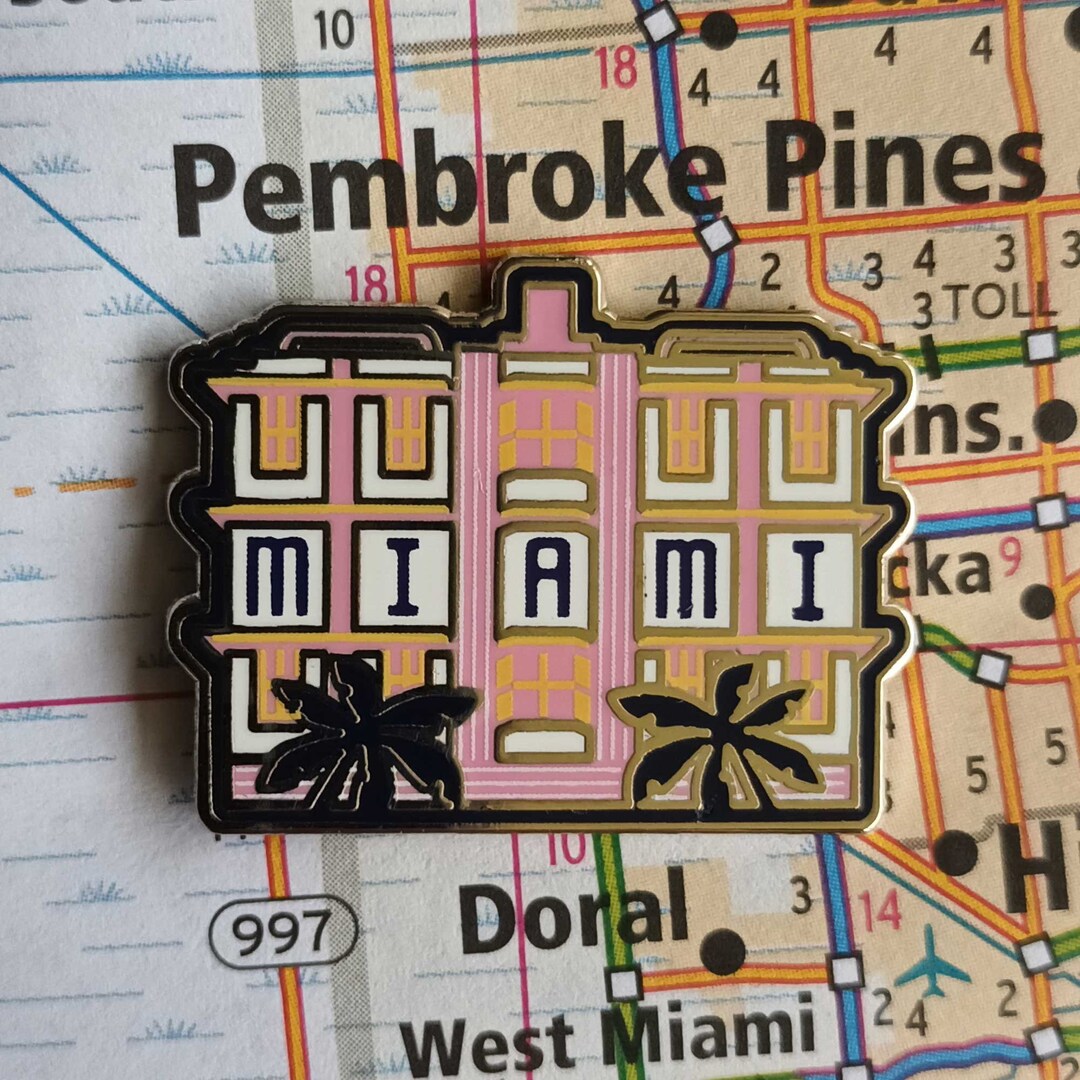 Miami Florida Enamel Pin - Etsy