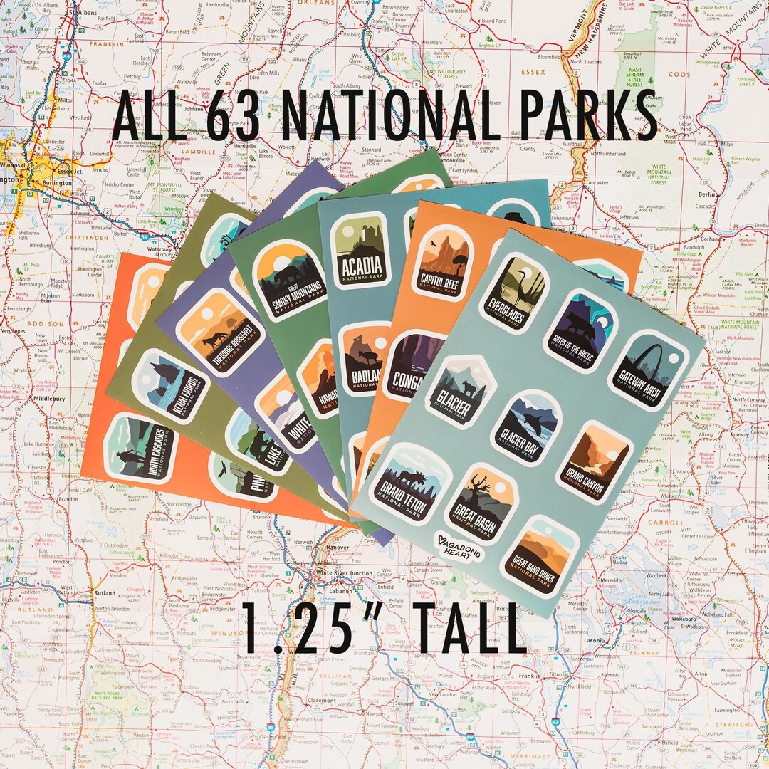 All 63 National Parks MINI Stickers - Etsy