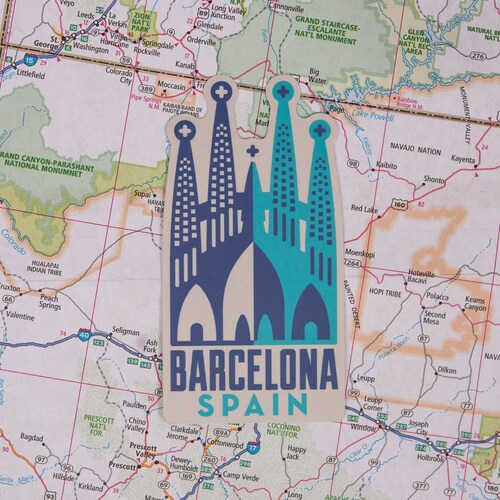 Barcelona Spain Sticker Barcelona Sticker Barcelona Skyline - Etsy