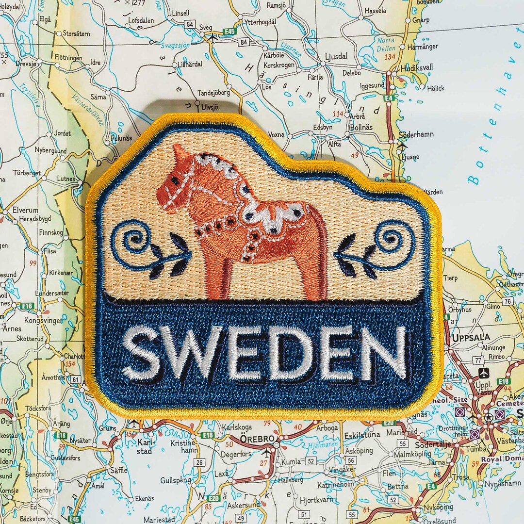 Sweden Patch: Dala Horse Embroidered Travel Souvenir - Etsy