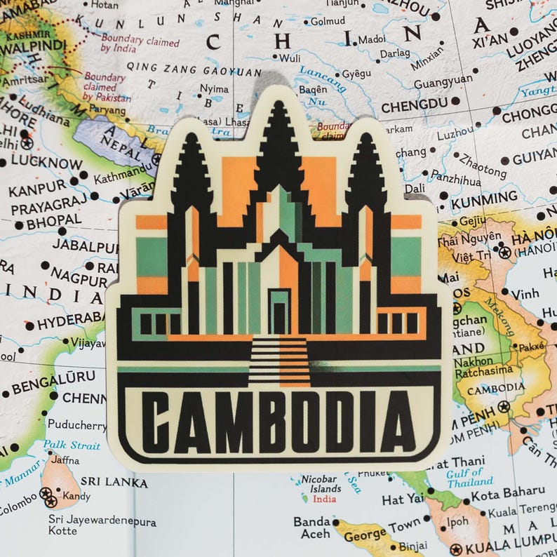 Angkor Wat Cambodia Travel Sticker - Weatherproof Vinyl Decal - Etsy