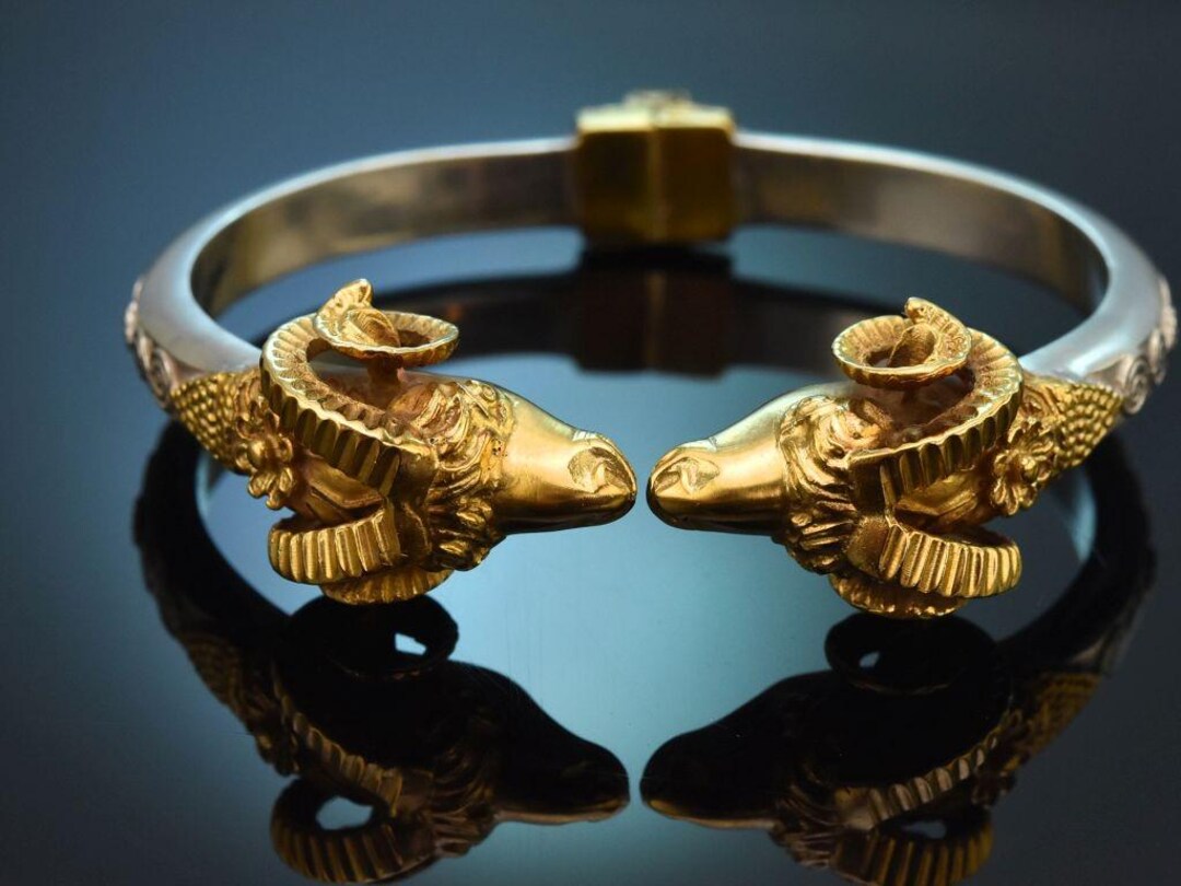 Around 1980! Chic Bangle With Rams' Heads in Gold-plated 925 Silver - Etsy