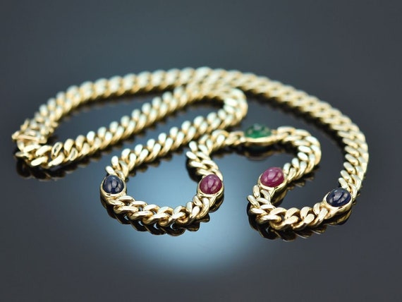 Classic tank chain with sapphire ruby emerald made of… - Gem