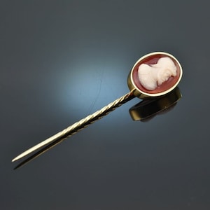 Historical Lapel Pin in Gold 585 With Agate Cameo With Antique Warrior ...