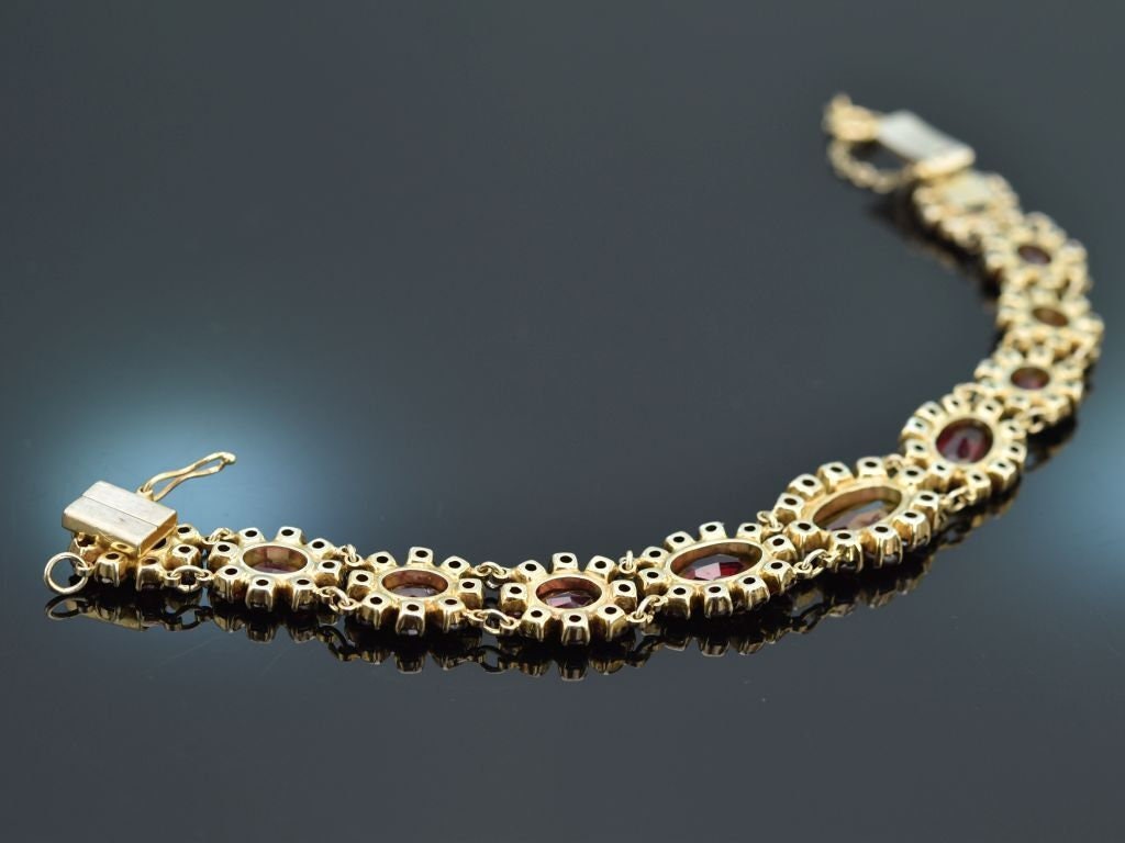 Vintage Garnet Bracelet in Gold Plated Silver 925 Created Around 1980 ...