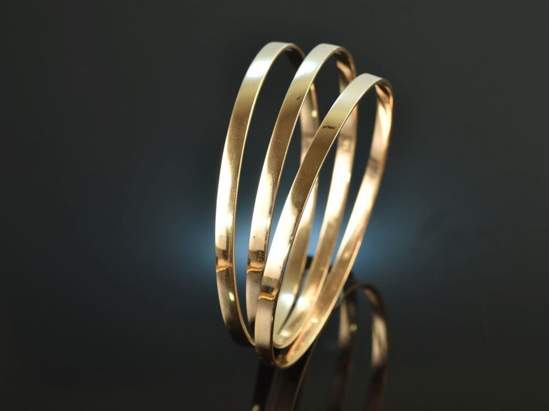 Set of Three Bangles in Red Gold 585 Created Around 1960 - Etsy