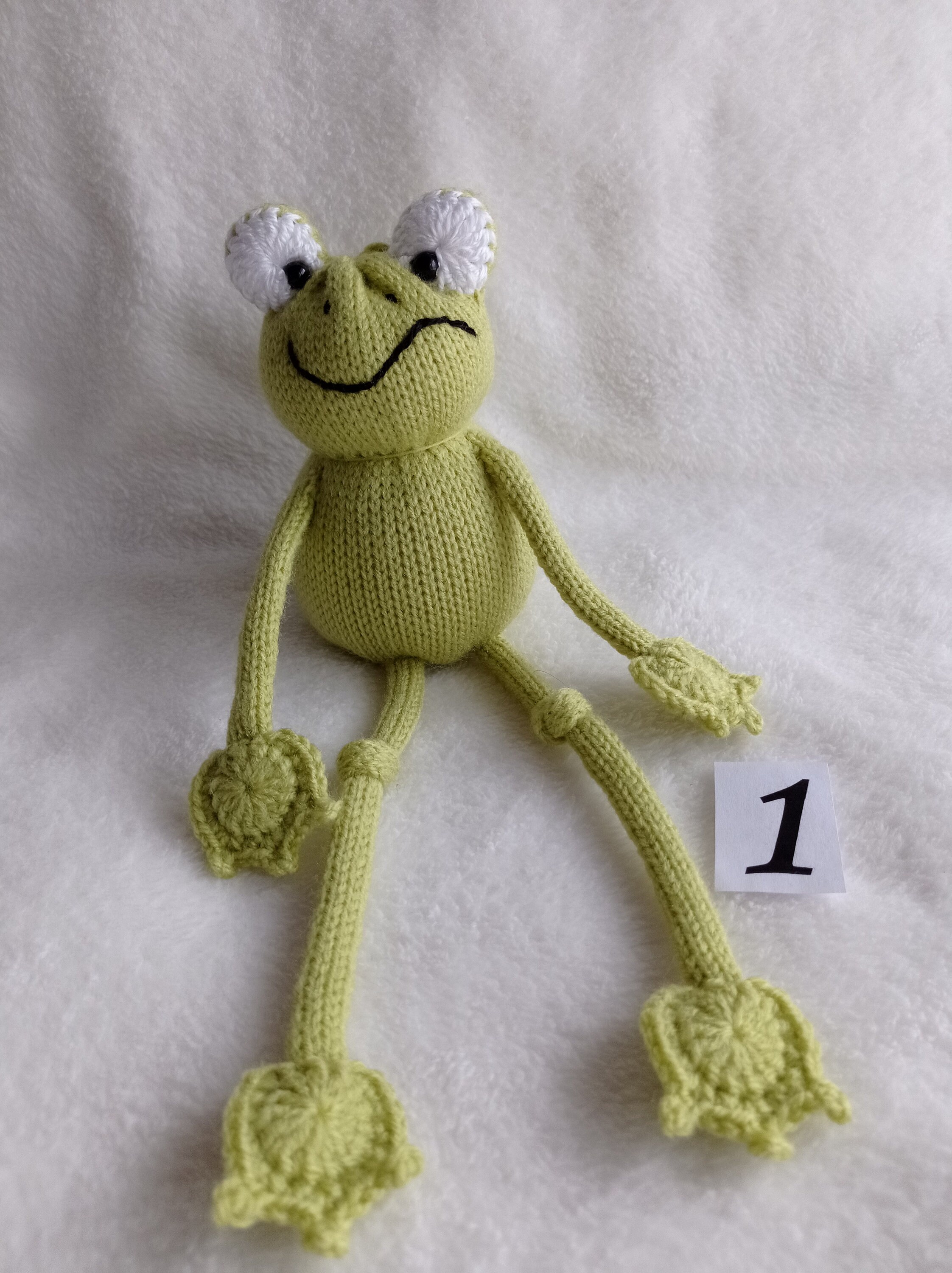 Toys & Games Long Legged Frog Ready Made Knitted Stuffed Soft Toy ...