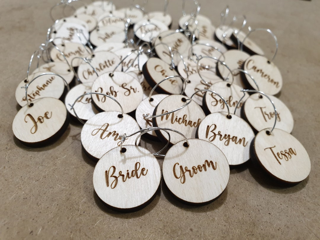 Small Wedding Charms for Guest, Round Wine Charms, Wedding Guest Charms ...
