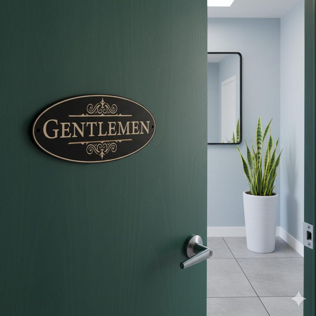 Ladies and Gentleman Wooden Restroom Sign, Calssic Oval Door Plate for ...