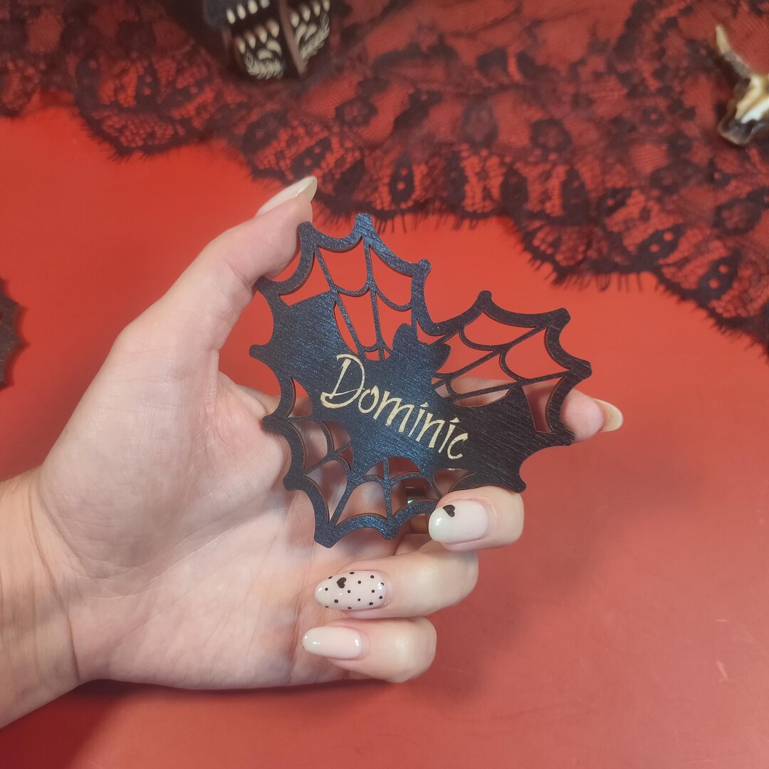 Whimsigoth Name Tags Heart Shaped, Gothic Wedding Name Place Cards ...