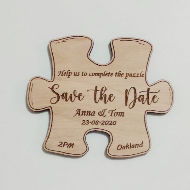 Custom Wooden Save the Date Magnet, Unique Wedding Favors Magnets ...