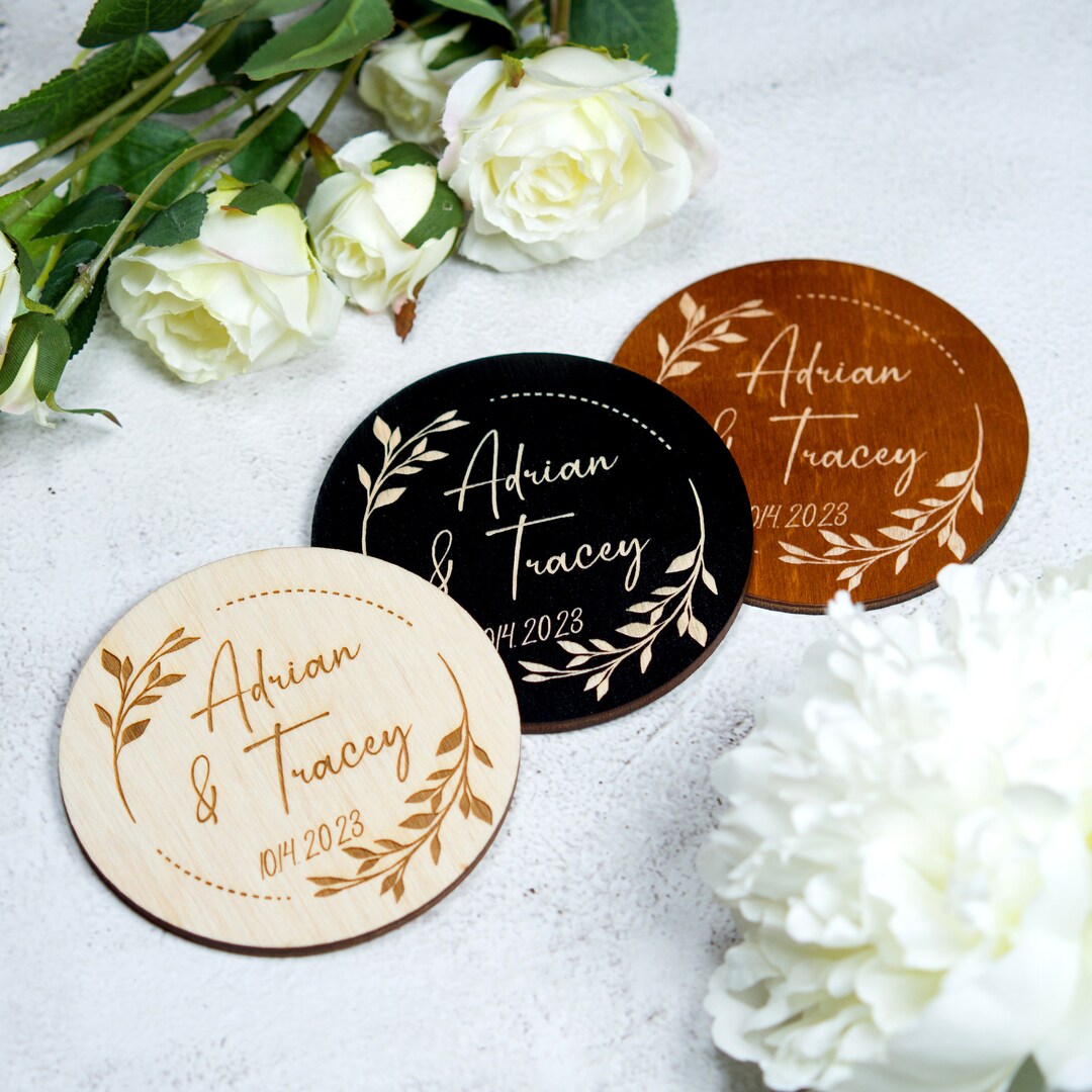 Wedding Favors for Guests, Personalized Coasters for Wedding, Name ...