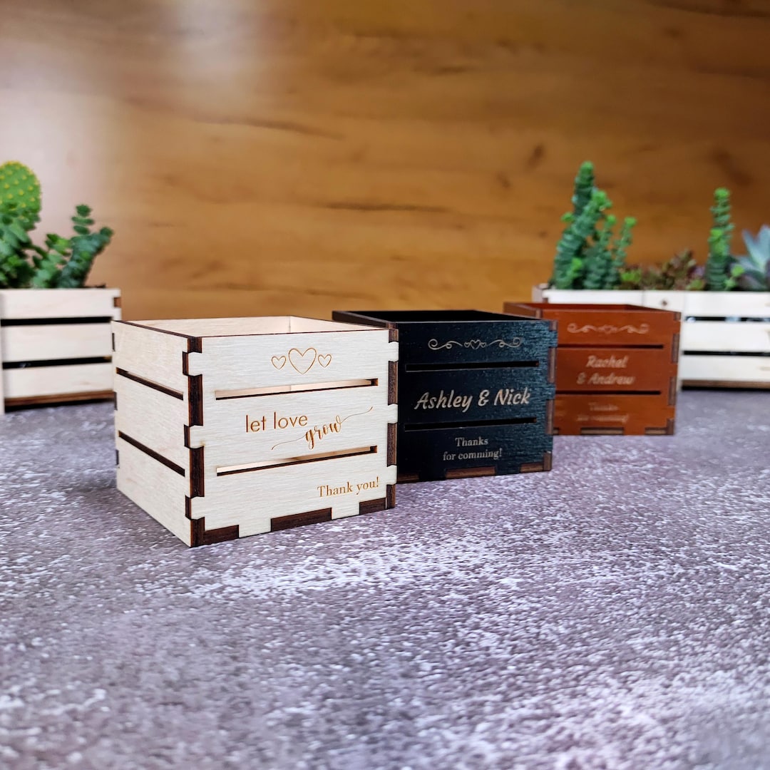 Wedding Succulents Boxes Custom Engraved, Party Favors in Bulk ...