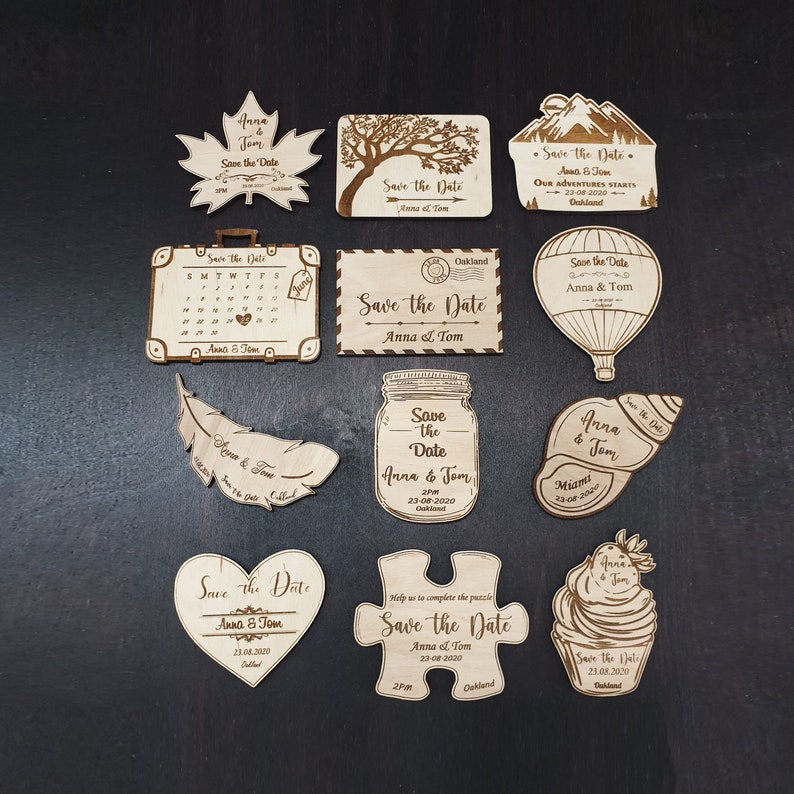 Custom Wooden Save the Date Magnet, Unique Wedding Favors Magnets ...
