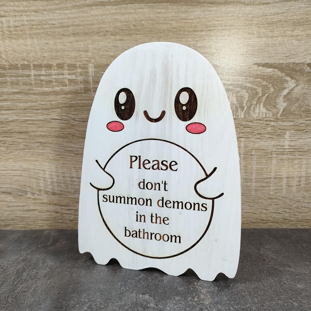Cute White Wooden Ghost With Funny Message, Halloween Shelf Decor 2025 ...