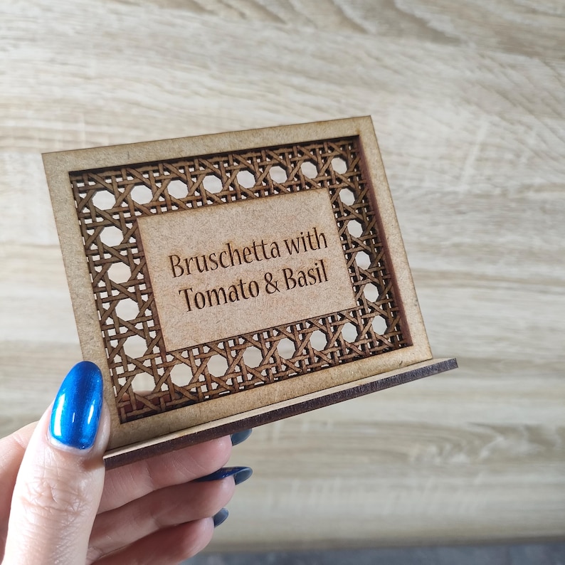 Rattan Wedding Table Sign, Custom Square Food Sign for Outdoor Wedding ...