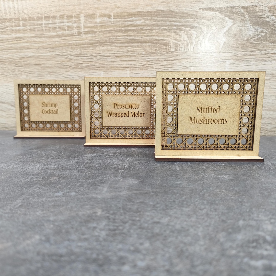 Rattan Wedding Table Sign, Custom Square Food Sign for Outdoor Wedding ...