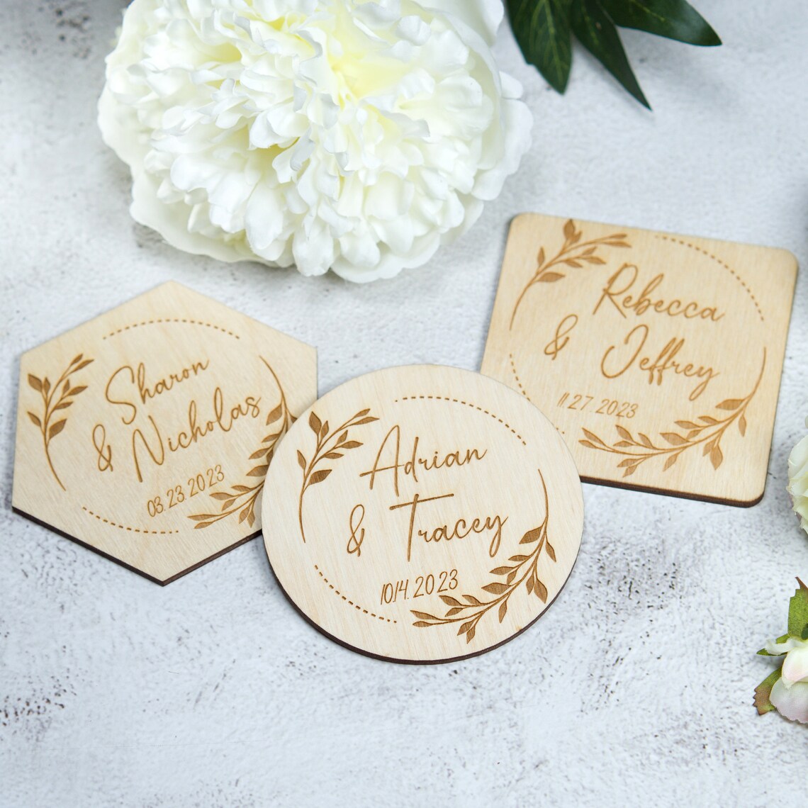 Wedding Favors for Guests, Personalized Coasters for Wedding, Name ...