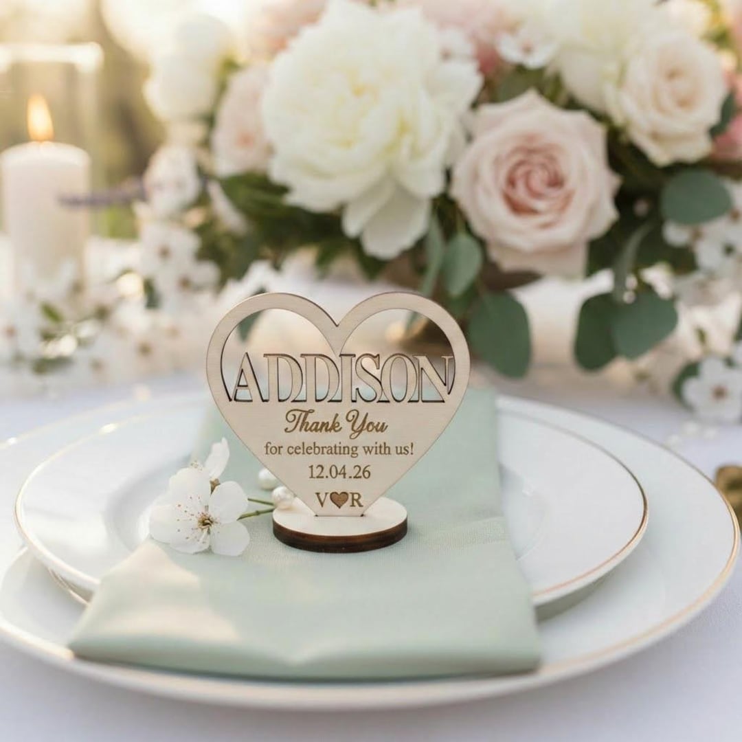Cute Wedding Place Card With Stand, Sweetheart Name Tags With Custom ...