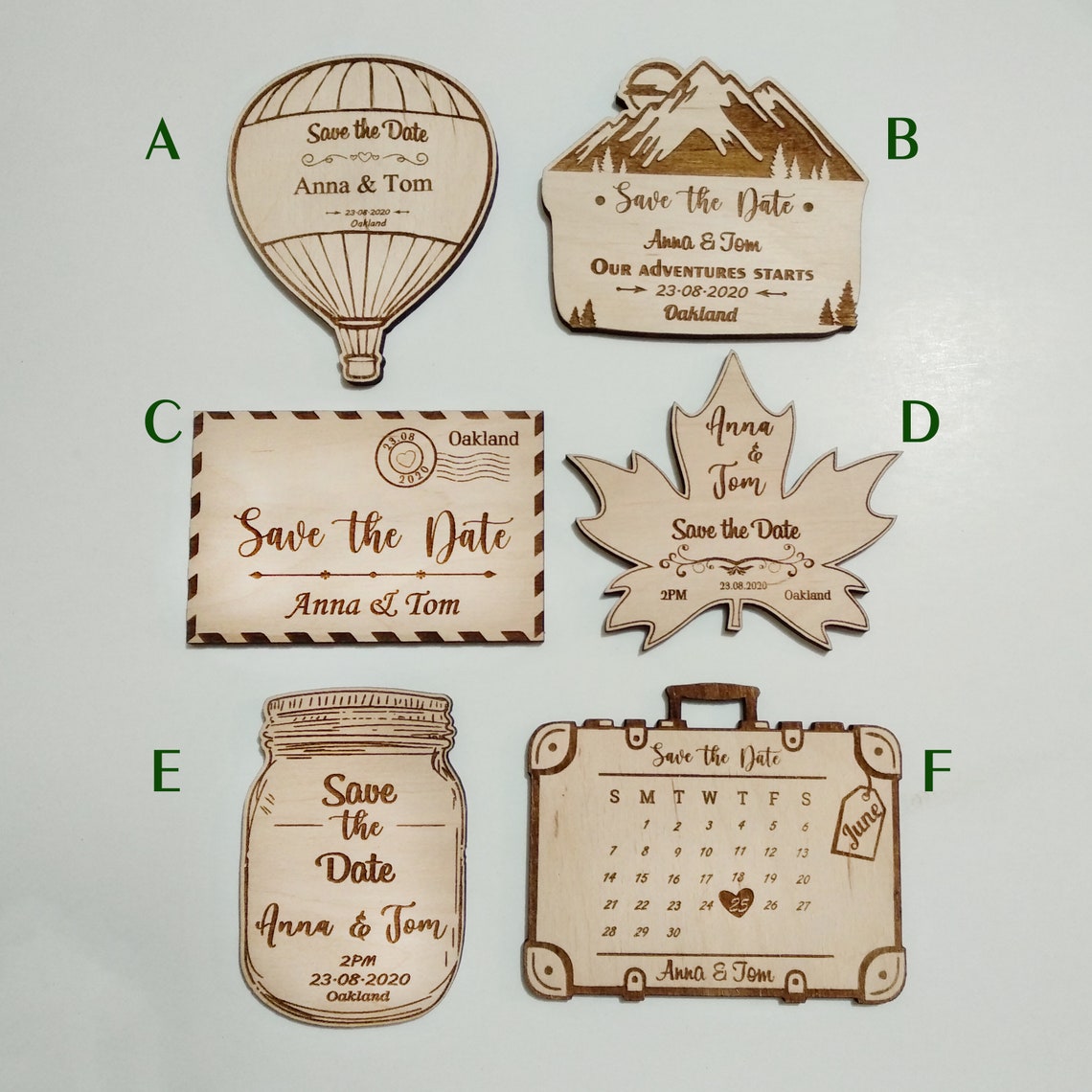 Custom Wooden Save the Date Magnet, Unique Wedding Favors Magnets ...