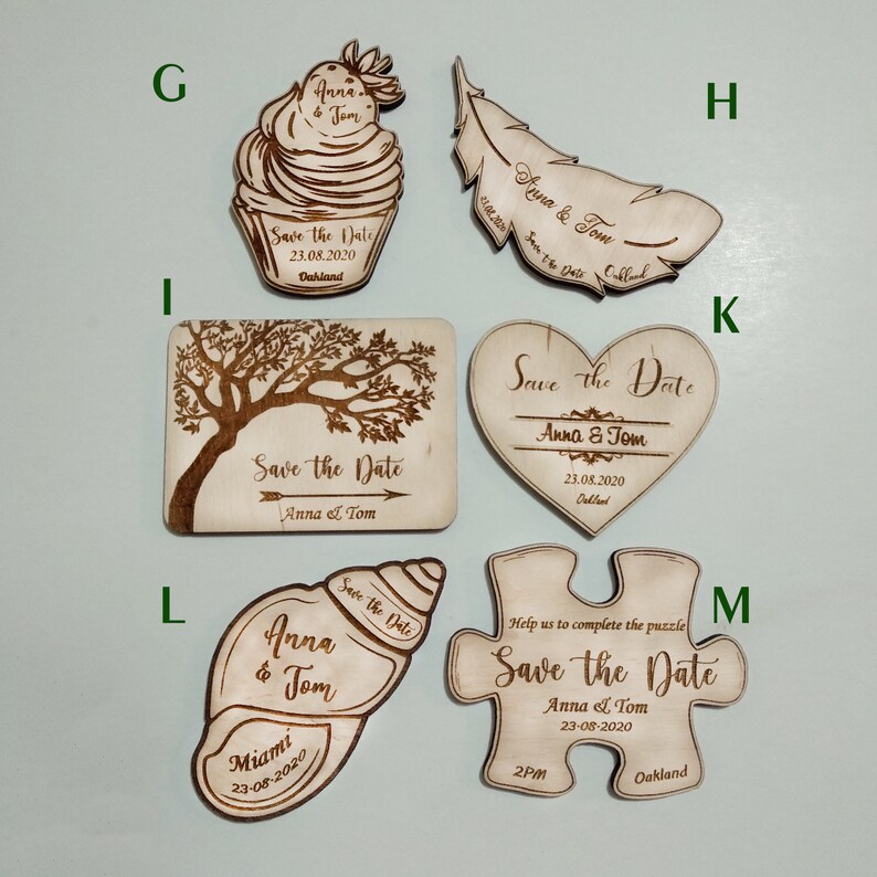 Custom Wooden Save the Date Magnet, Unique Wedding Favors Magnets ...