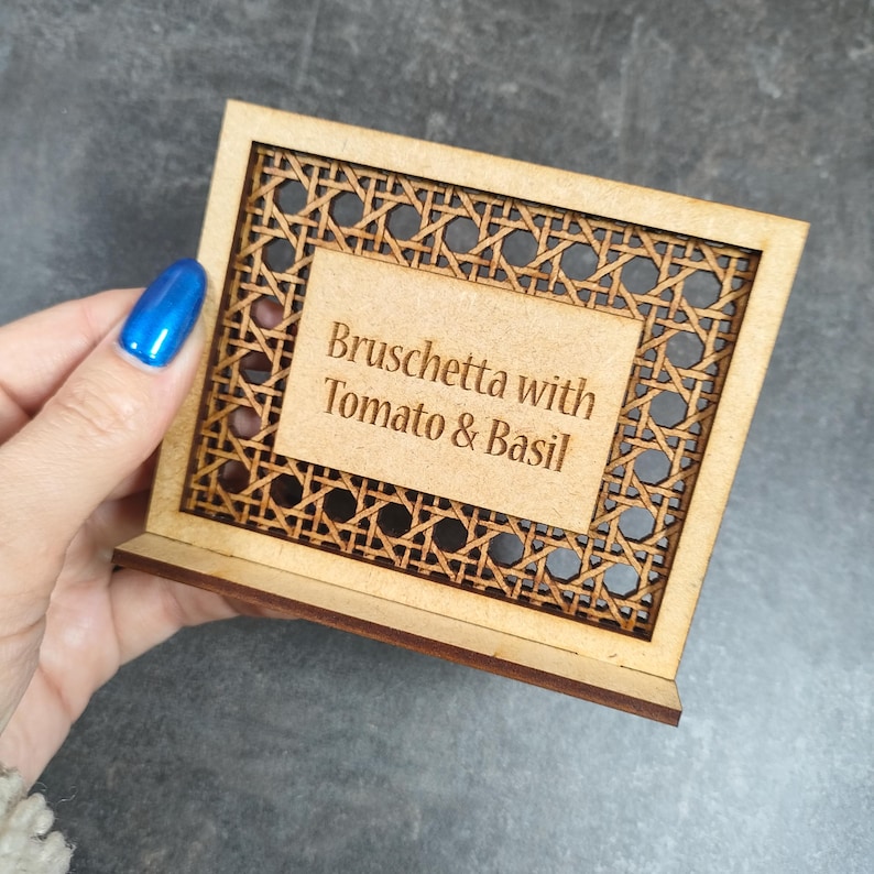 Rattan Wedding Table Sign, Custom Square Food Sign for Outdoor Wedding ...