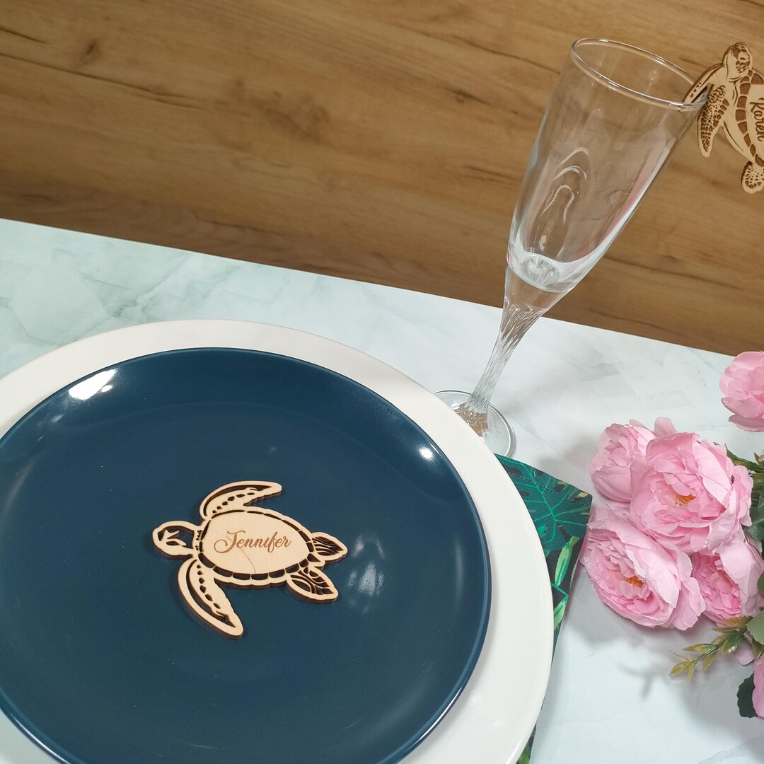Turtle Place Cards, Tropical Wedding Table Decorations, Wooden Name ...