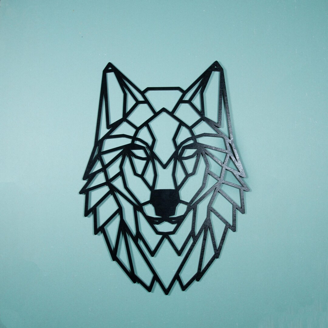 Geometric Wooden Wolf Wall Art, Wolf Head Decor to Man Cave ...