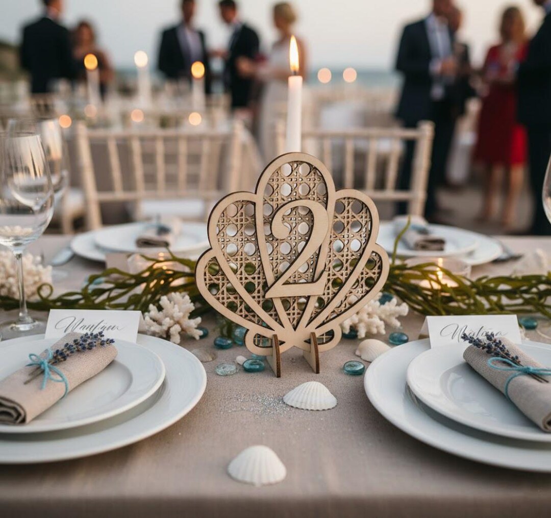 Seashell Wedding Table Numbers, Wooden Tropical Table Number, Coastal ...