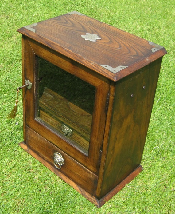 Antique Oak Table Chest with Glazed Front and 2 Drawe… - Gem