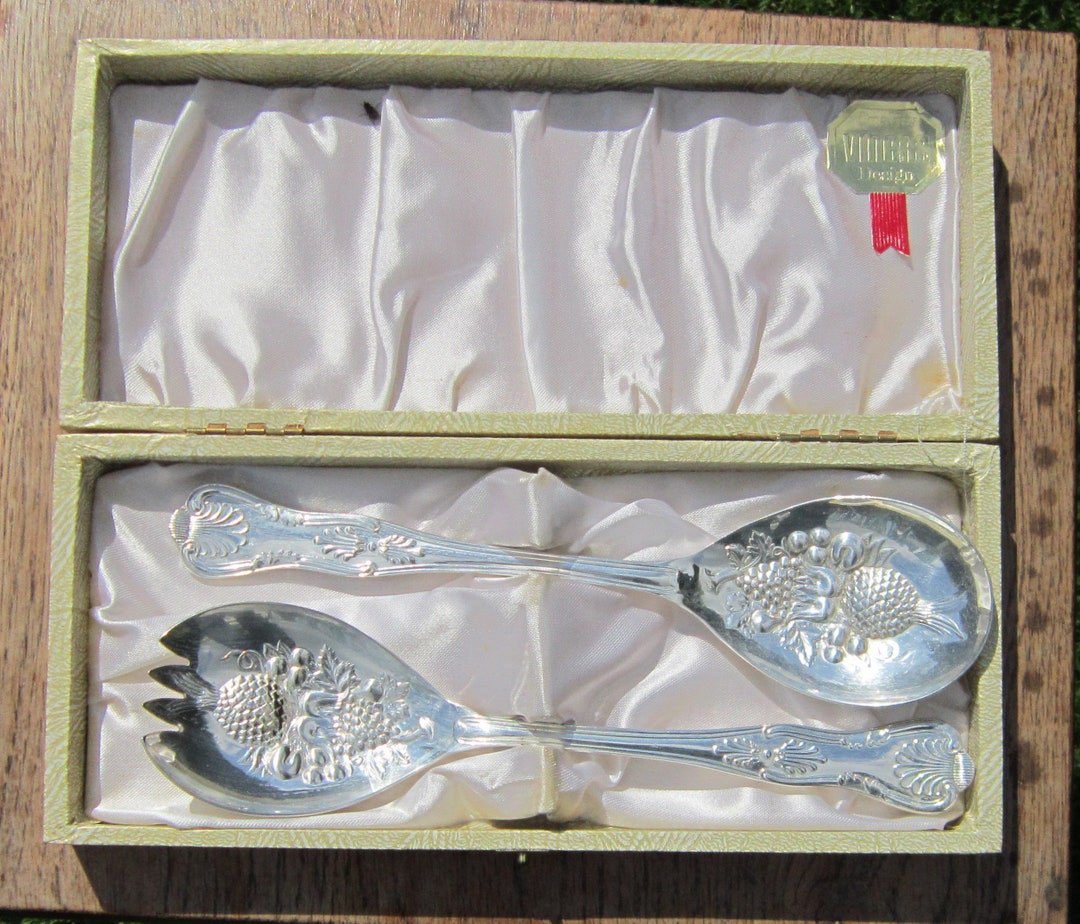 Quality Vintage Viners Silver Plated Dessert Serving Spoons in Original ...