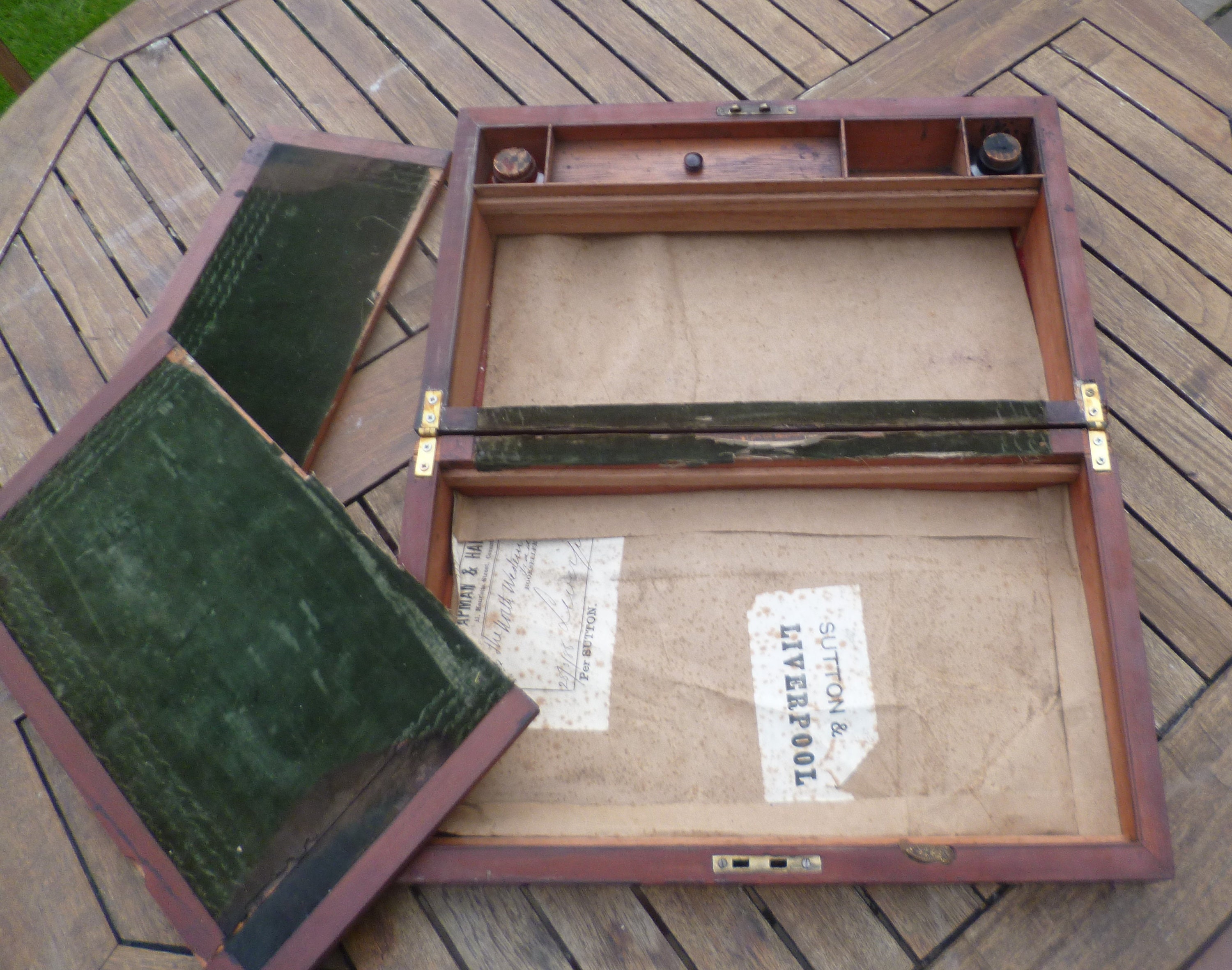 Victorian Flame Mahogany Writing Slope, Lock & Key, Ink Bottles - Etsy