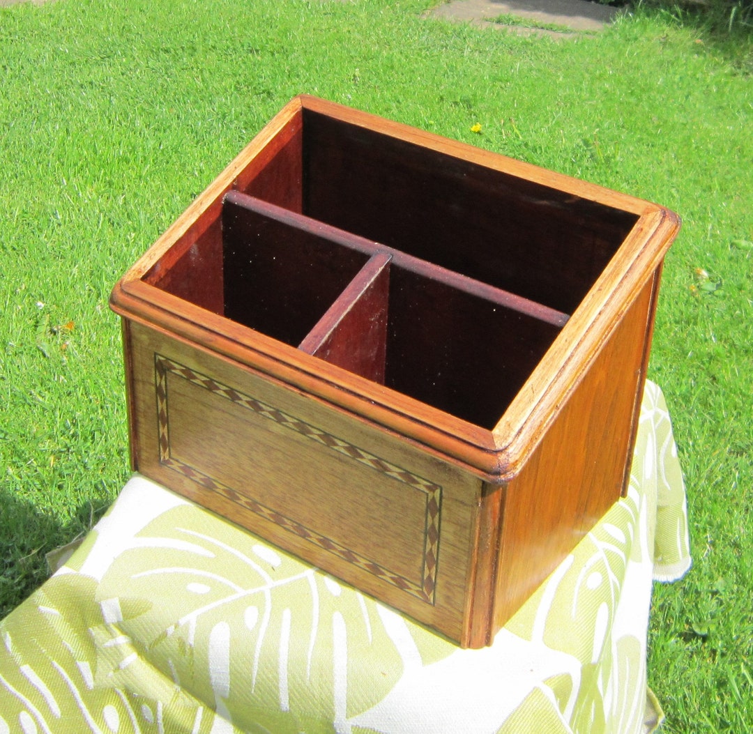 Antique Beech Desk Tidy With Parquetry Inlay Edwardian/george - Etsy