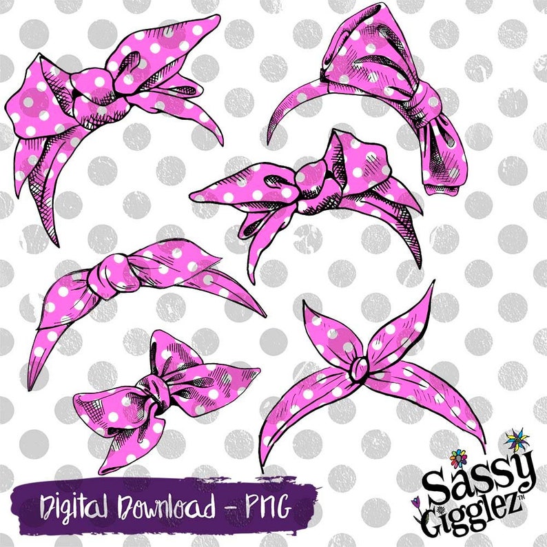Pink With White Polka Dots Bows & Headbands Clipart Package - Etsy
