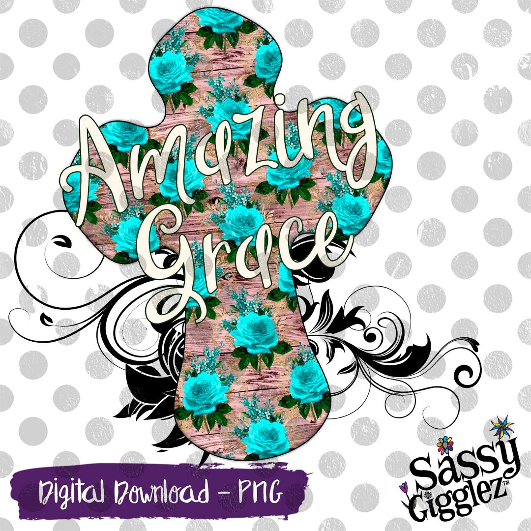 Amazing Grace, Cruz Floral De Cerceta, Descarga Digital, PNG - Etsy España