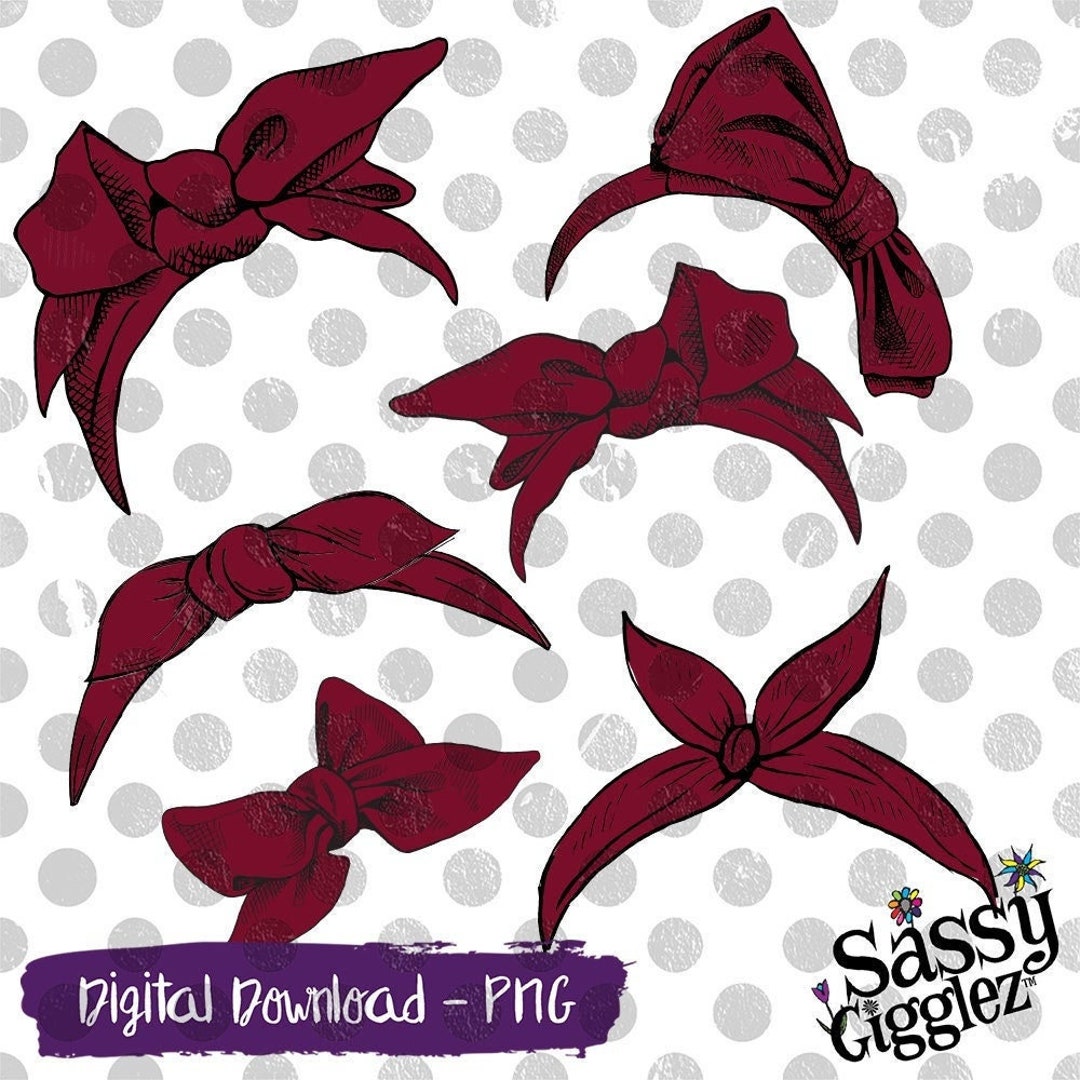Maroon Bows & Headbands Clipart Package, PNG, Instant Digital Download ...
