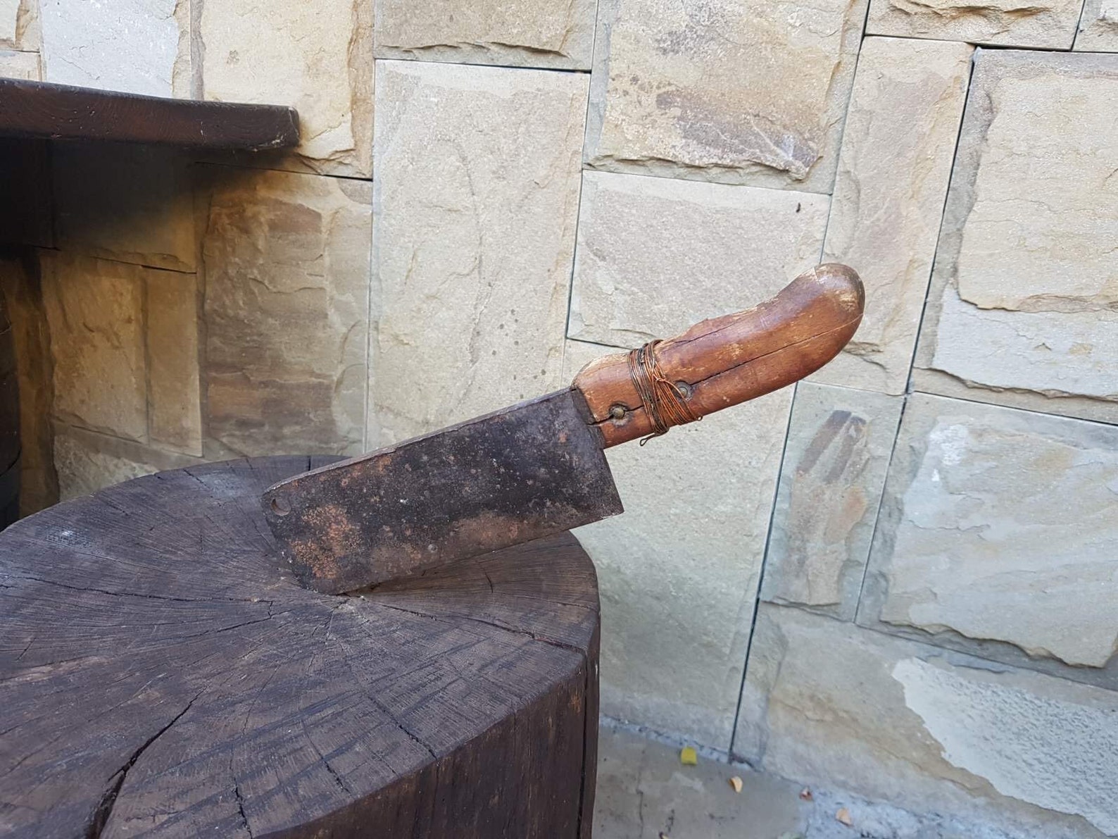 Vintage Heavy Cleaver,primitive Meat Chopper,hand Forged Steel,solid ...