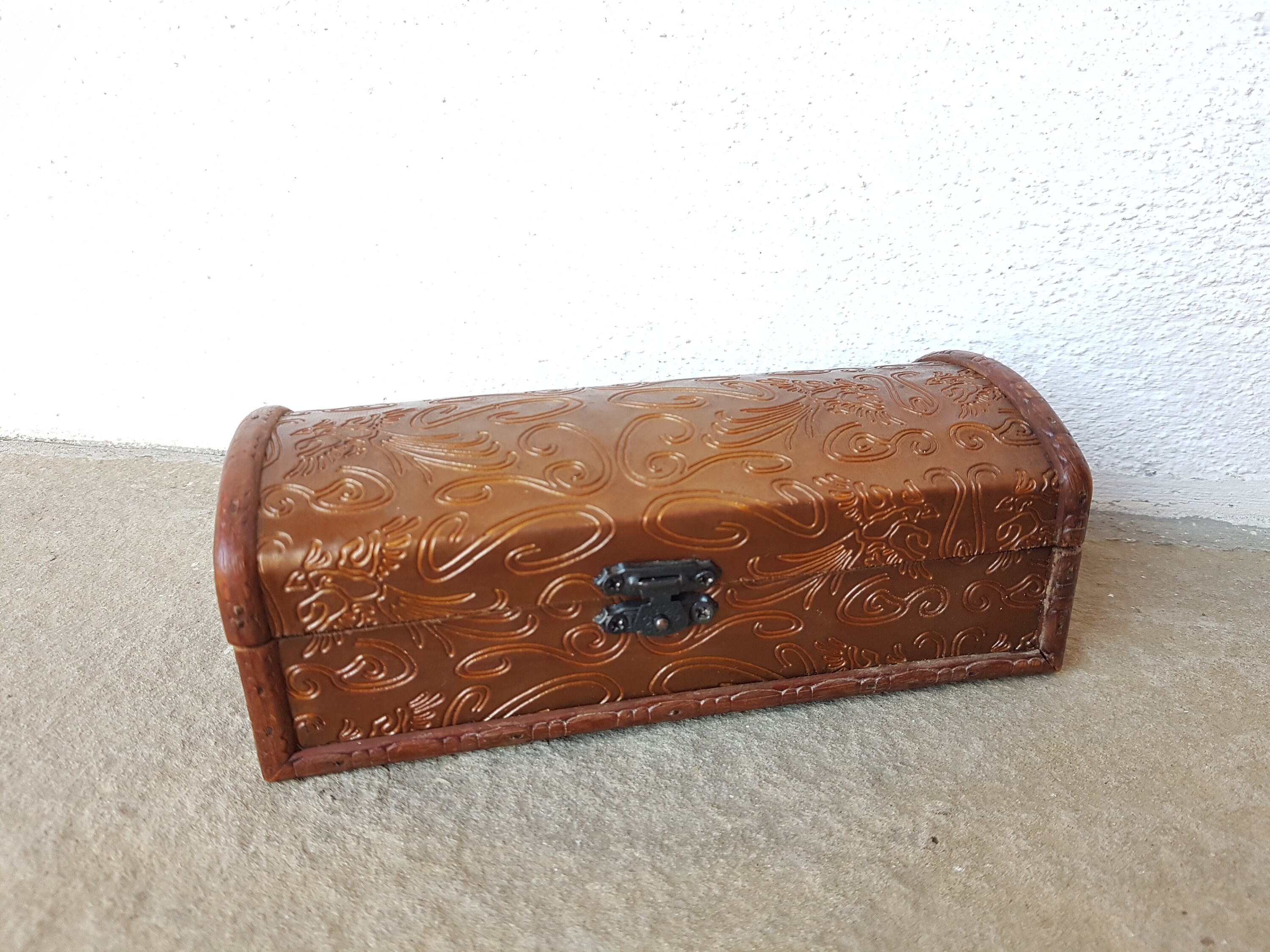 Wooden Box With Leather Sheathvintage Wooden Jewelry Box | Etsy