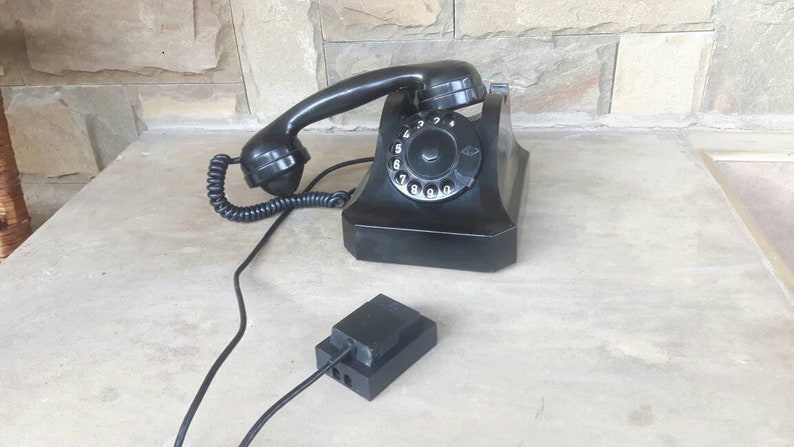 Vintage Black Phone, Vintage 60s Black Bakelite Rotary Telephone ...