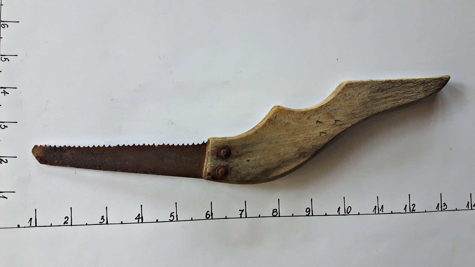 Antique Knife, Vintage Wooden Handle Knife, Serrated Hook Knife ...