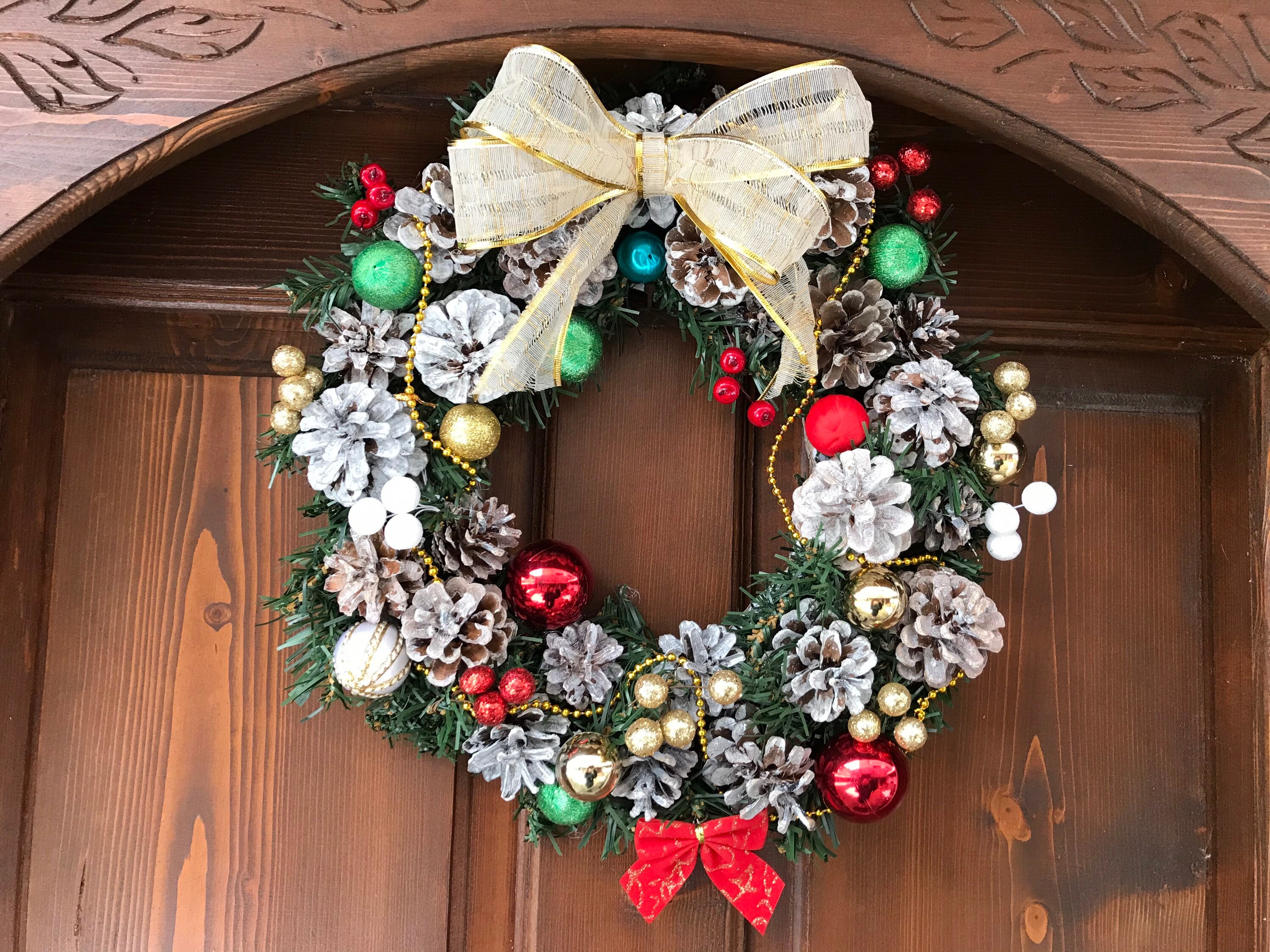 Handmade Beautiful Christmas Wreath Christmas Wreath With a Green Artificial Twig With Cones From Bulgaria and Additional Warm Decoration Etsy
